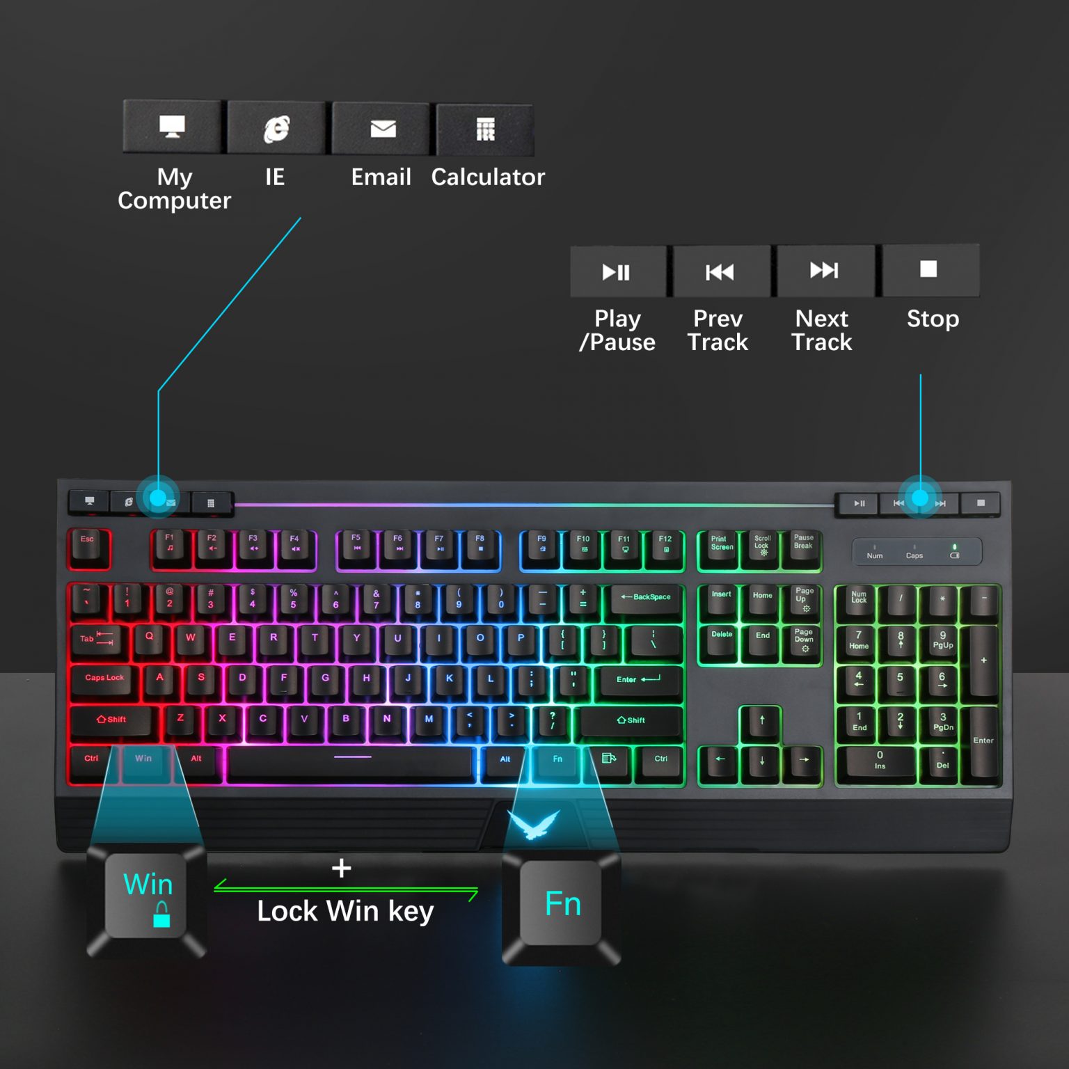 TopMate Wireless Gaming Backlit Keyboard 2.4G for Windows/PC Gamers