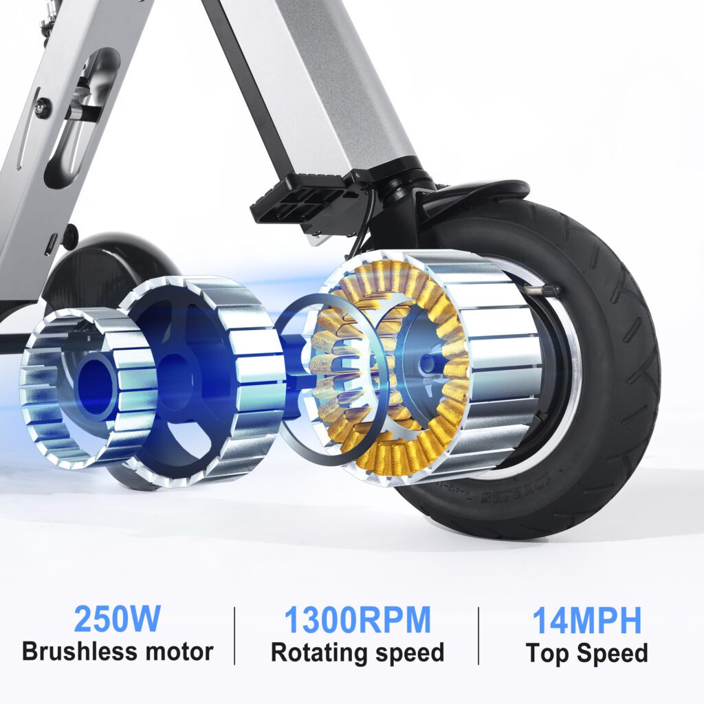 TopMate ES35 Powered Scooter 3 Wheels Foldable Trike with Backrest Seat ...